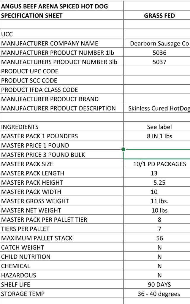 GRASS FED Product Specification - J&R Ranch Foods