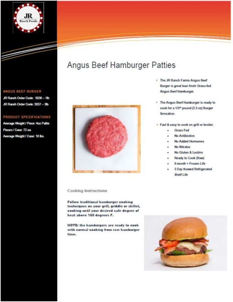 GRASS FED Product Specification - J&R Ranch Foods